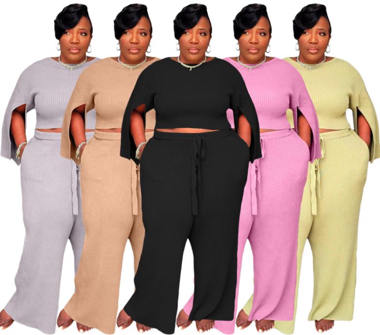 Casual plus size split pants suit