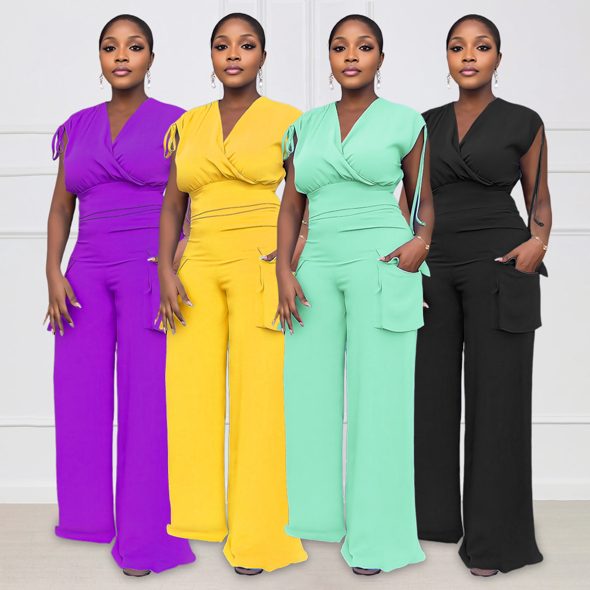 Sleeveless drawstring vest high waisted pants set