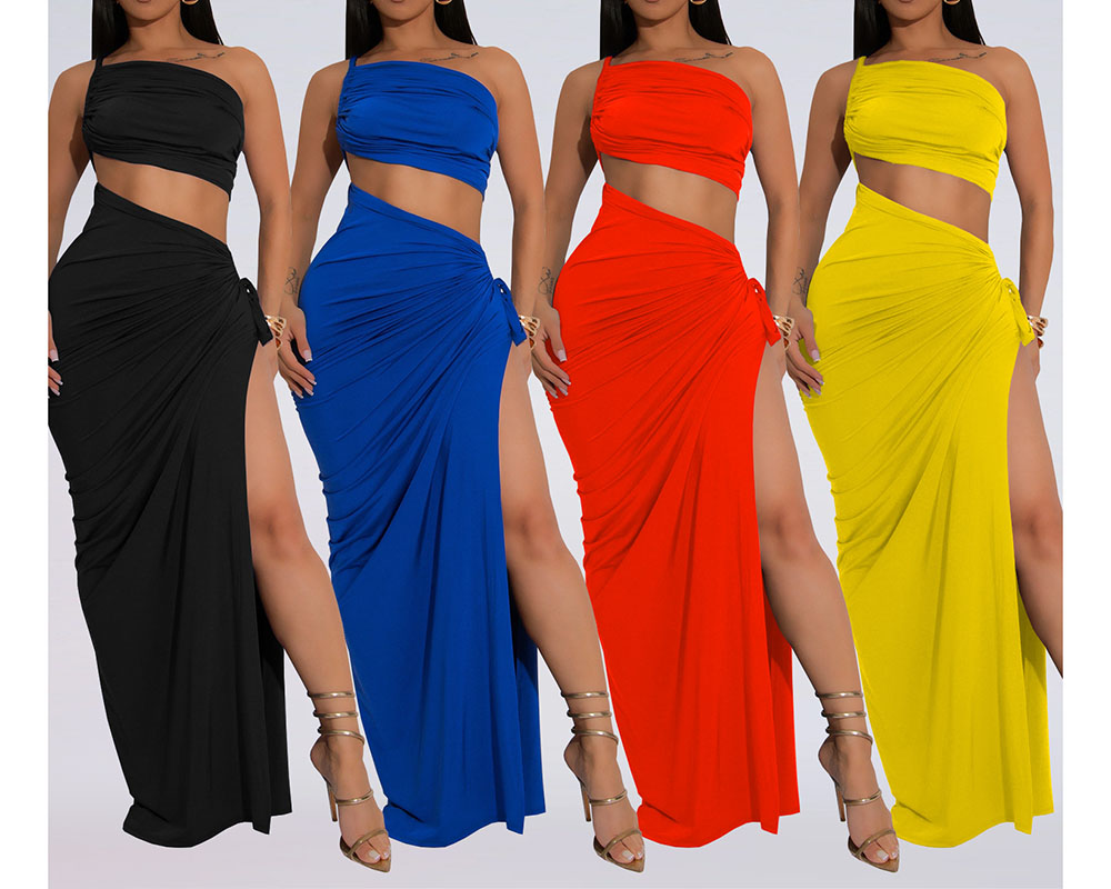 Sexy backless drawstring slit maxi dress